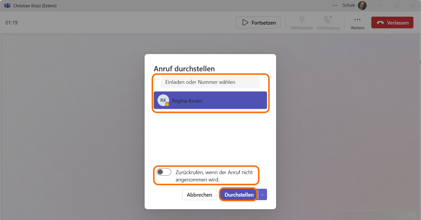 Teams Phone: Anruf durchstellen | ictschule
